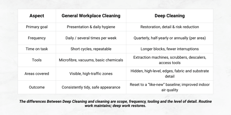 General Workplace Cleaning Vs Deep Cleaning: Know the Difference